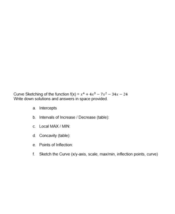 Curve Sketching of the function | Chegg.com