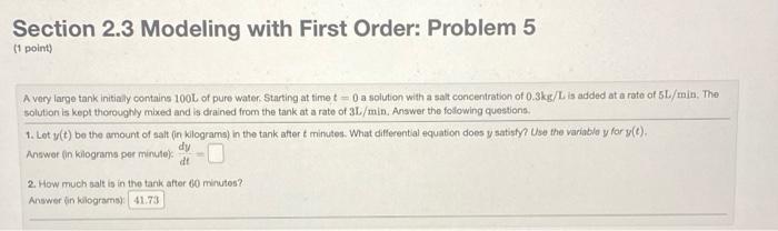 Solved Section 2 3 Modeling With First Order Problem 6 1