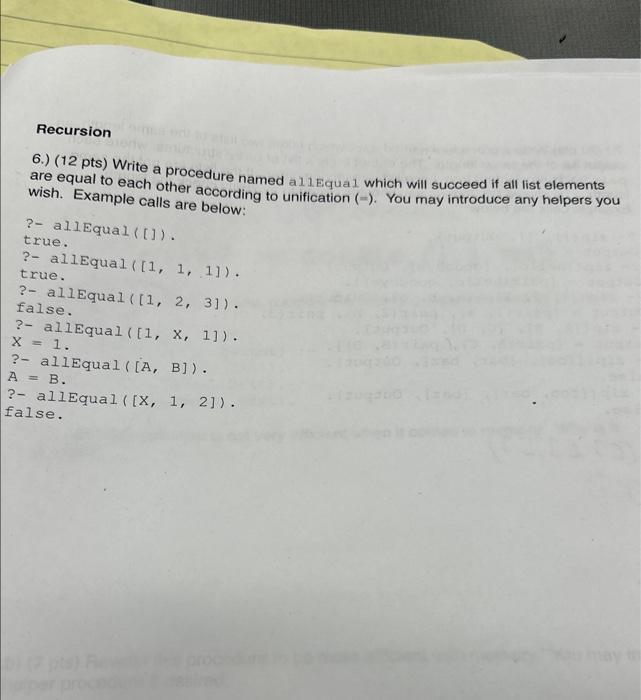Solved 6.) (12 pts) Write a procedure named a 11. Equal | Chegg.com