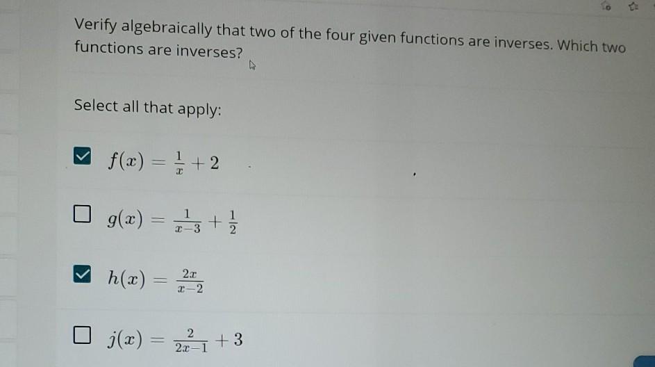 Solved Verify algebraically that two of the four given | Chegg.com