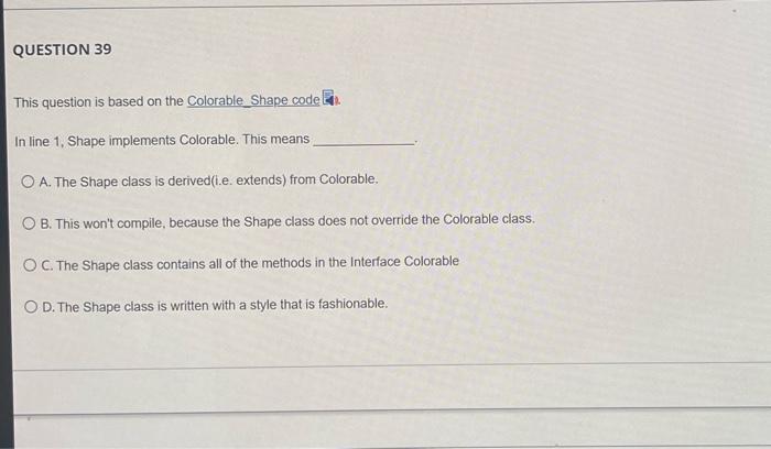 Solved poblio Interface Colorable public string getcolor(); | Chegg.com
