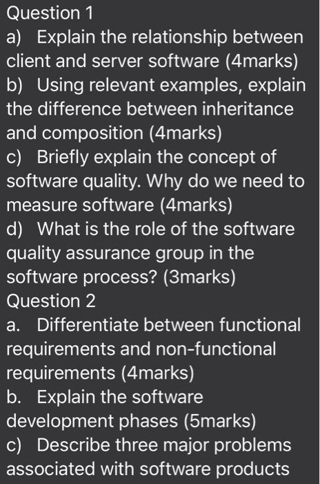 Solved Question 1 a) Explain the relationship between client | Chegg.com