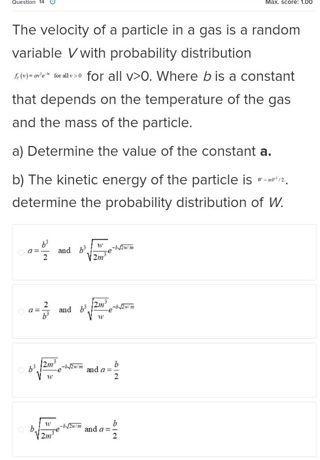 Solved The velocity of a particle in a gas is a random | Chegg.com