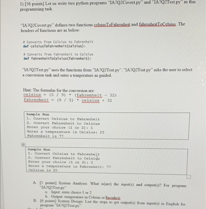 1) (36 points] Let us write two python programs | Chegg.com