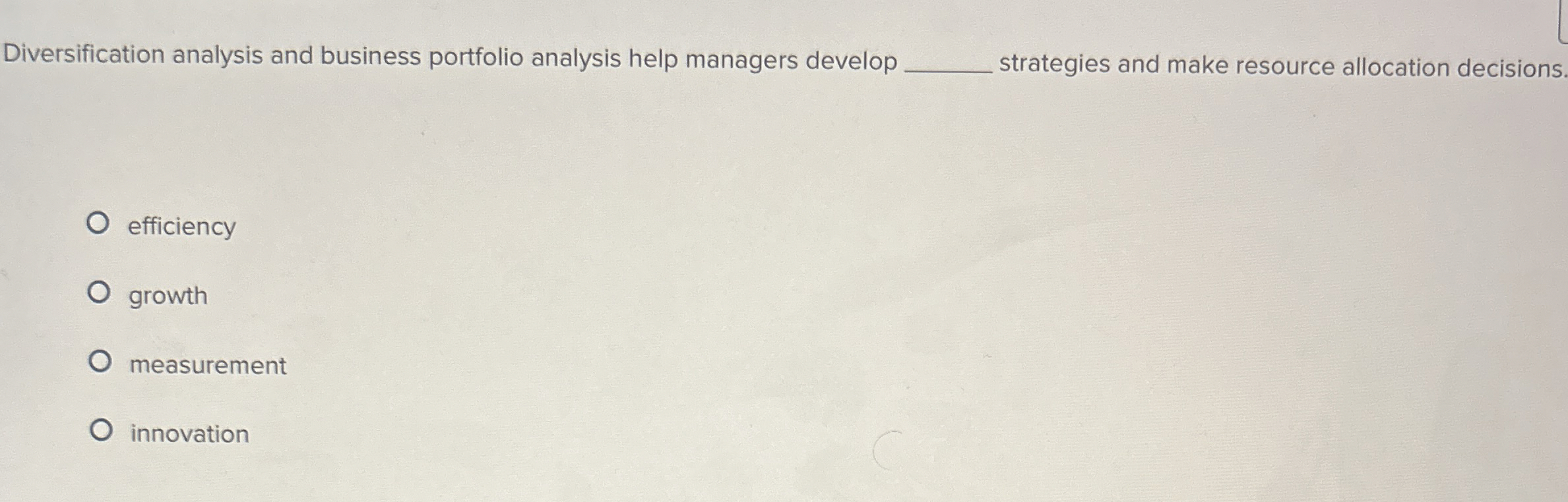 Solved Diversification analysis and business portfolio | Chegg.com
