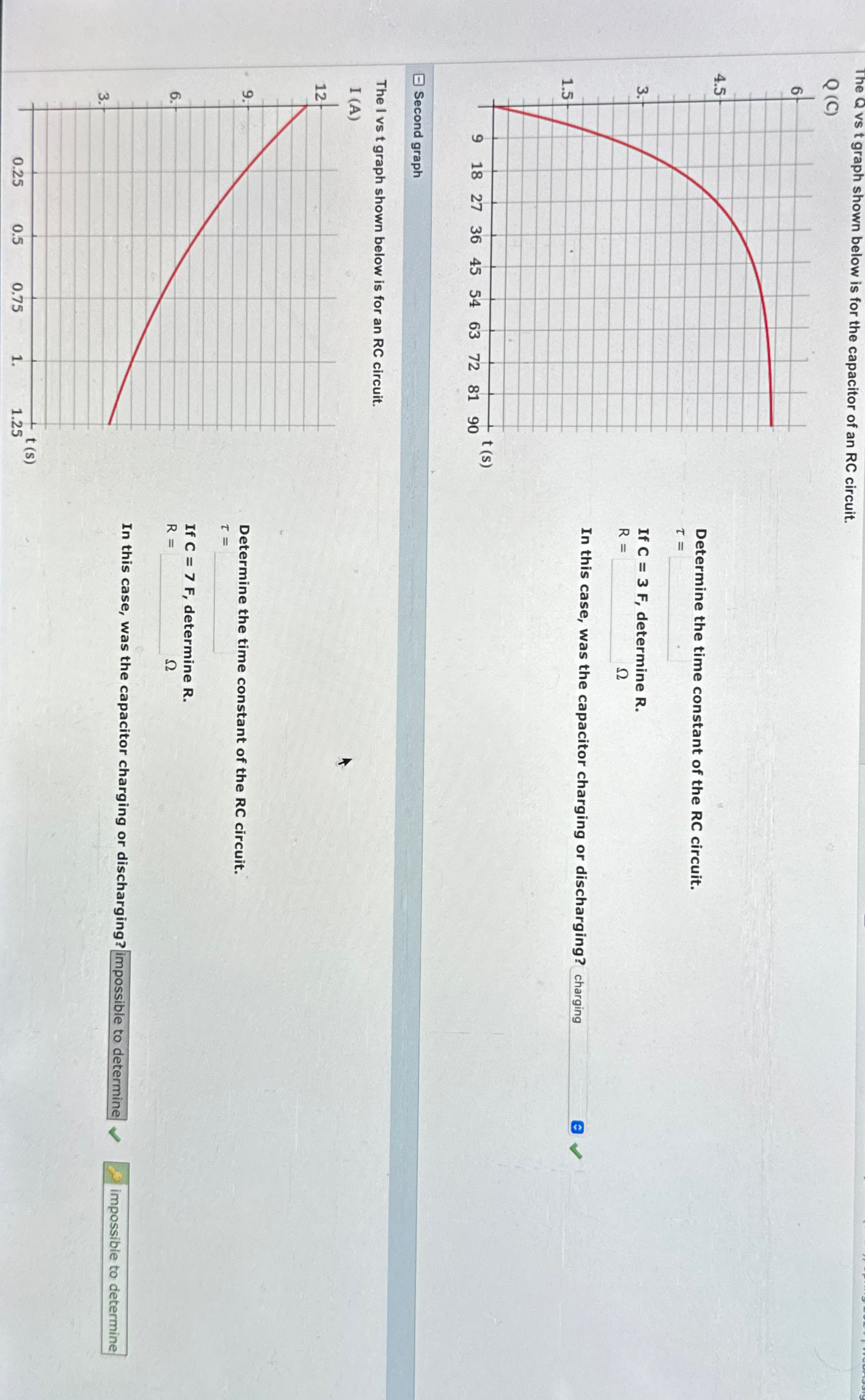 Solved The Q vs t ﻿graph shown below is for the capacitor of | Chegg.com