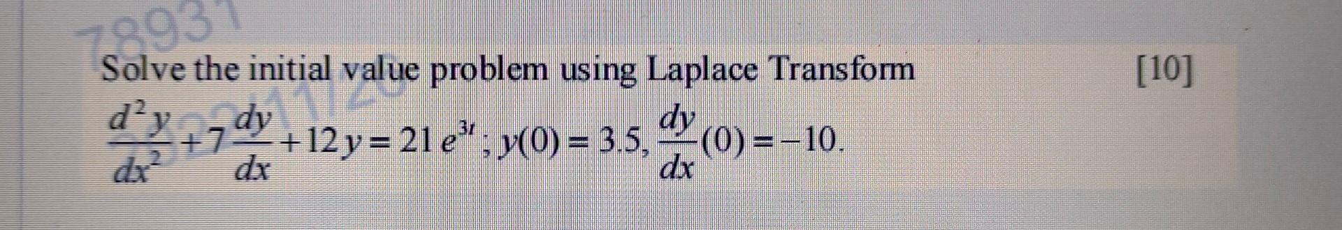 Solved Solve the initial value problem using Laplace | Chegg.com