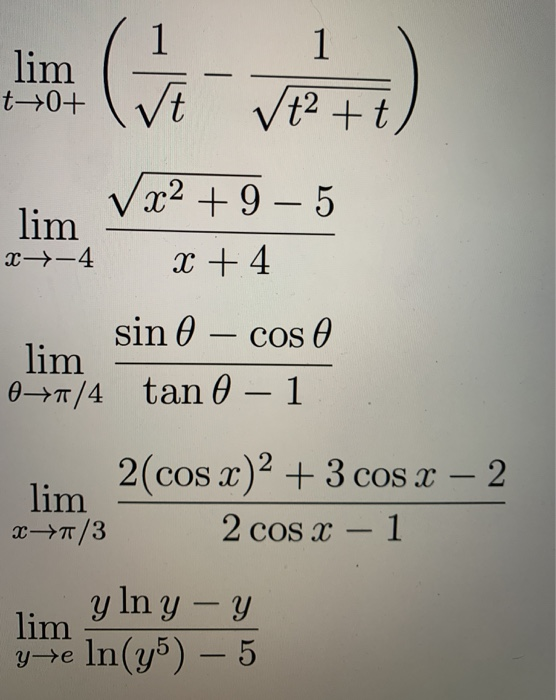 Solved 1 lim t-0+ e veta) Vt t² tt V x2 + 9 – 5 lim X-4 X + | Chegg.com