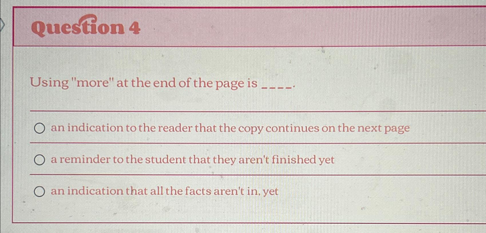 Solved Question 4Using "more" at the end of the page isan | Chegg.com