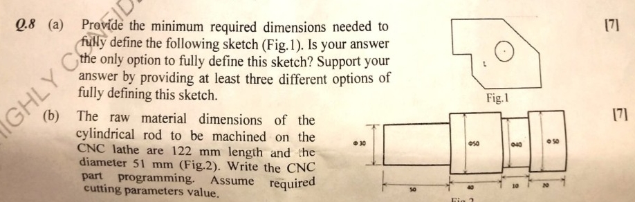 Solved Q. 8 (a) ﻿Provide the minimum required dimensions | Chegg.com