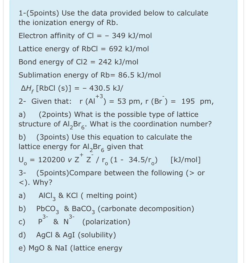 Solved 1-(5points) ﻿Use the data provided below to calculate | Chegg.com