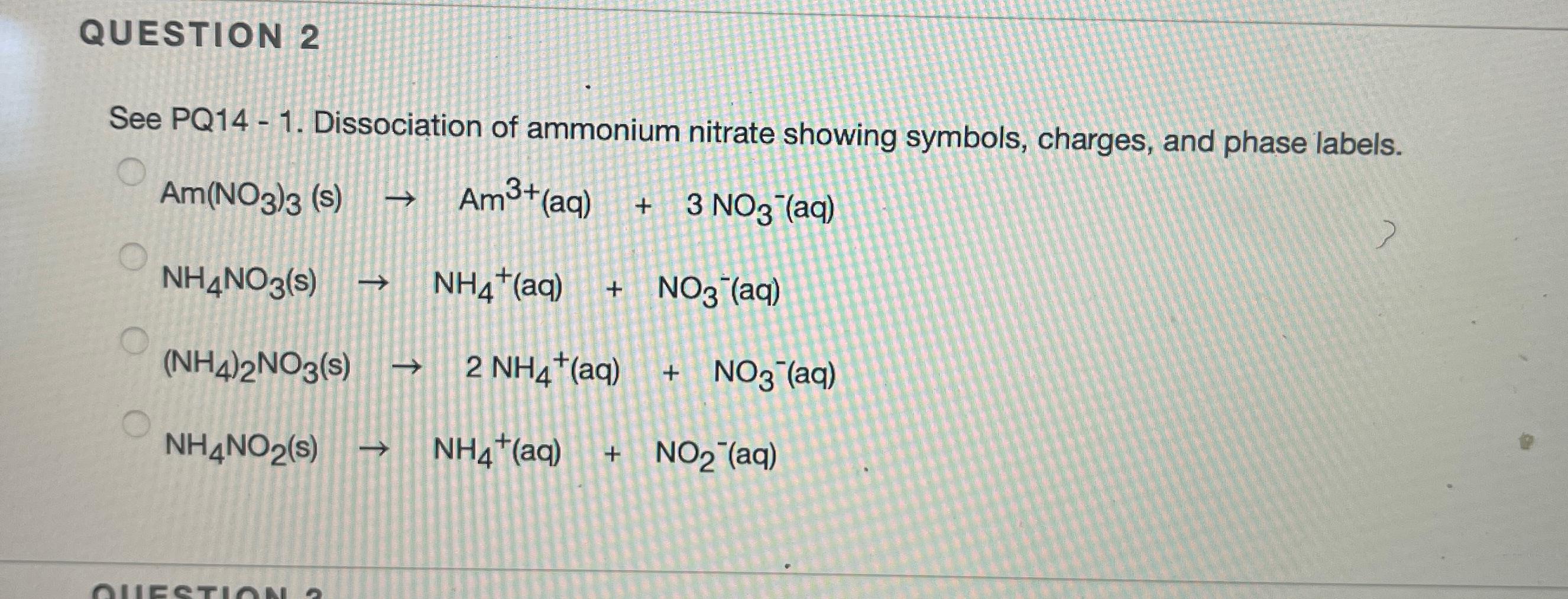 Solved QUESTION 2See PQ14 - 1. ﻿Dissociation of ammonium | Chegg.com