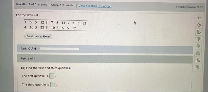 Solved For the data set Part: 0/4 Part 1 of 4 (a) Find the | Chegg.com