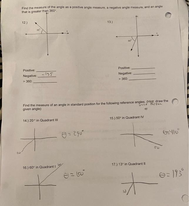 Solved Find the measure of the angle as a positive angle | Chegg.com