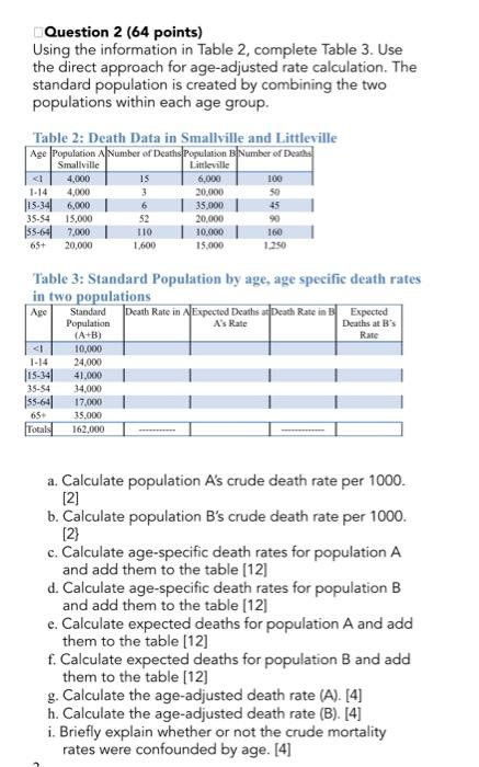 Solved Question 2 (64 points) Using the information in Table | Chegg.com