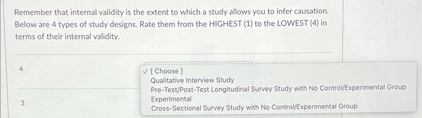 Solved Remember that internal validity is the extent to | Chegg.com