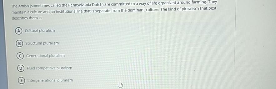 Solved The Amish (sometimes called the Pennsylvania Dutch) | Chegg.com