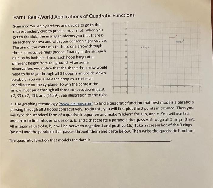 Solved Part I: Real-World Applications of Quadratic | Chegg.com