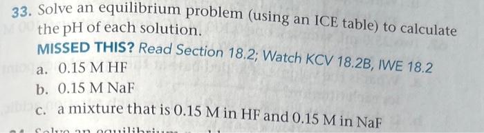 Solved 33. Solve an equilibrium problem (using an ICE table) | Chegg.com