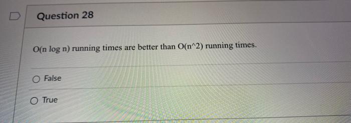 Solved O(nlogn) running times are better than O(n∧2) running | Chegg.com