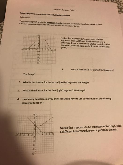 Piecewise Function Project | Chegg.com