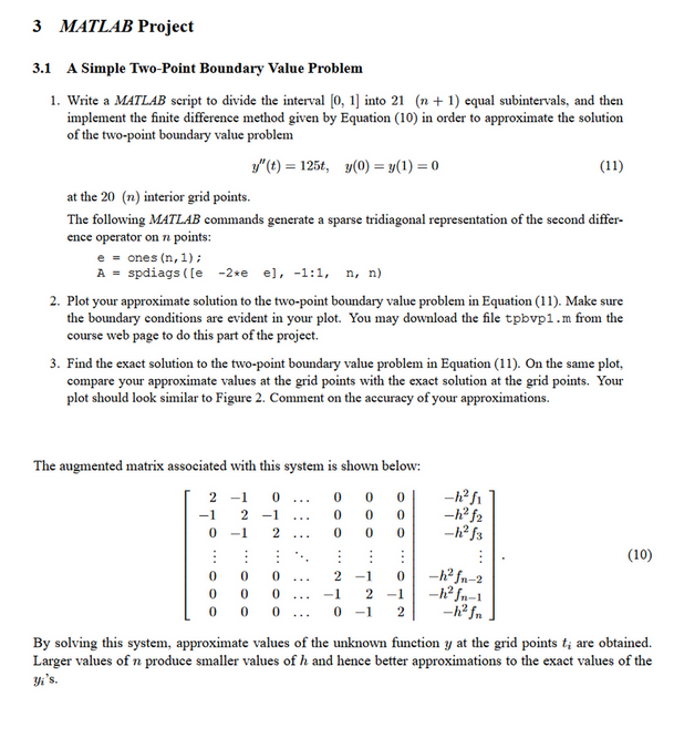 Solved 3 ﻿MATLAB Project3.1 ﻿A Simple Two-Point Boundary | Chegg.com