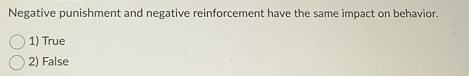 Solved Negative punishment and negative reinforcement have | Chegg.com