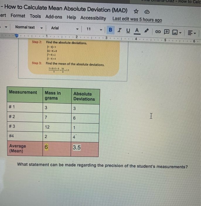 Solved How to Calc - How to Calculate Mean Absolute | Chegg.com