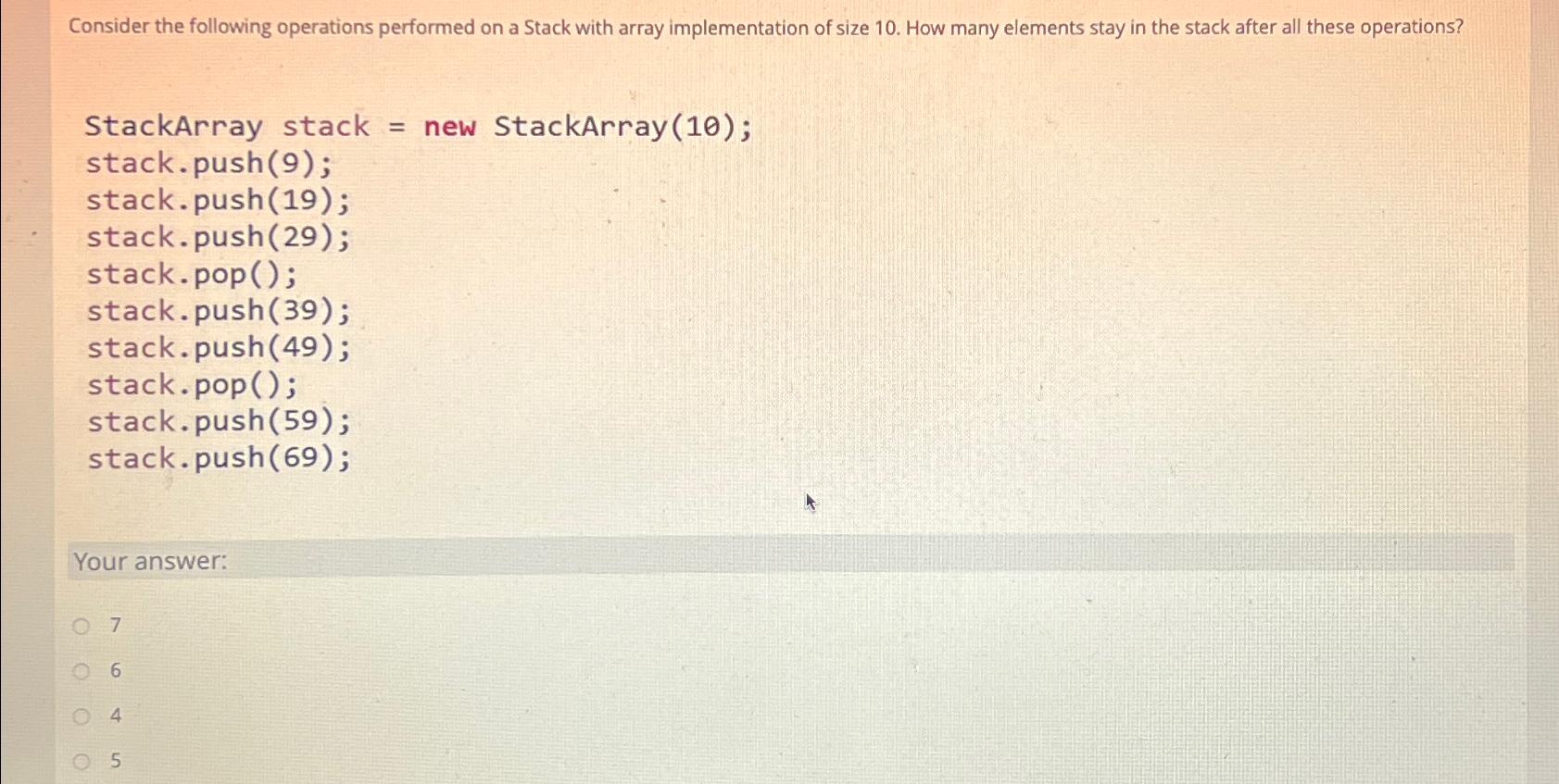 Solved Consider the following operations performed on a | Chegg.com