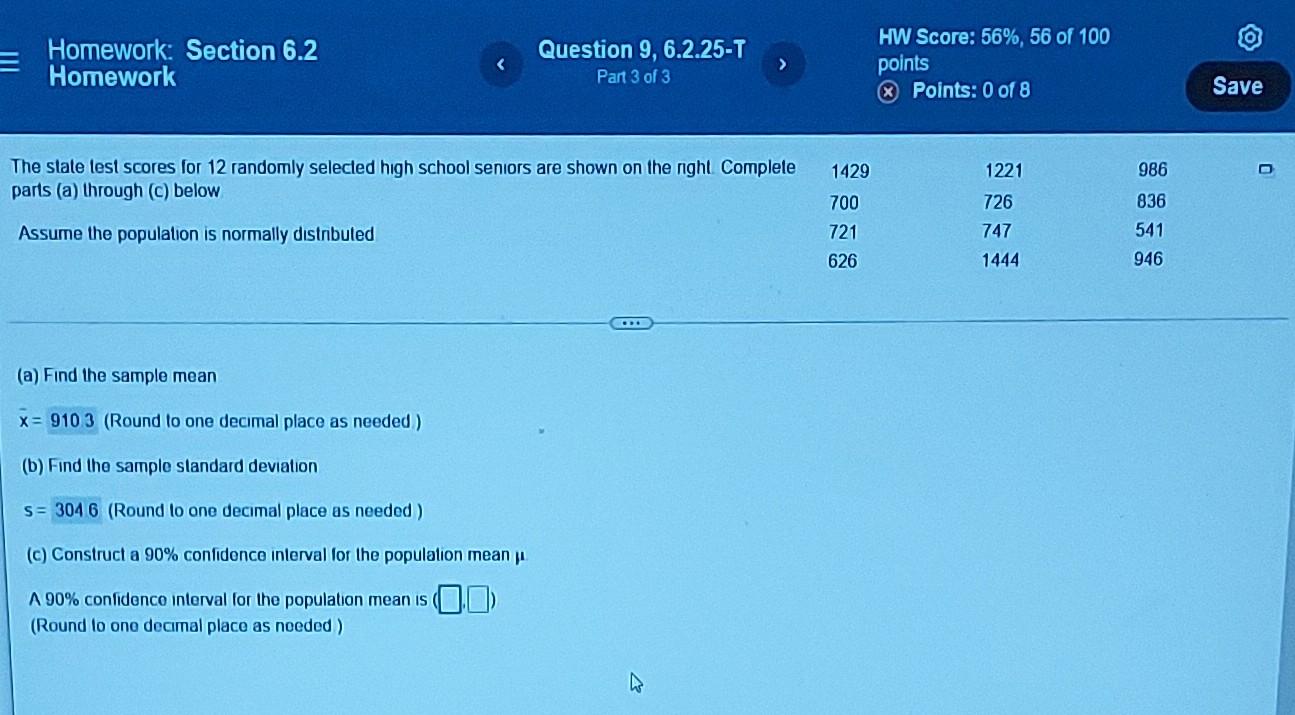 Solved Homework Section 6 2 Homework Question 9 6 2 25 T