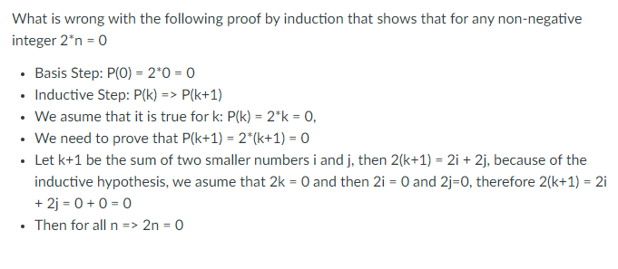 Solved What is wrong with the following proof by induction | Chegg.com
