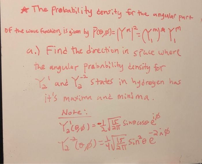 Solved ☆ The probability density for the angular part of the | Chegg.com