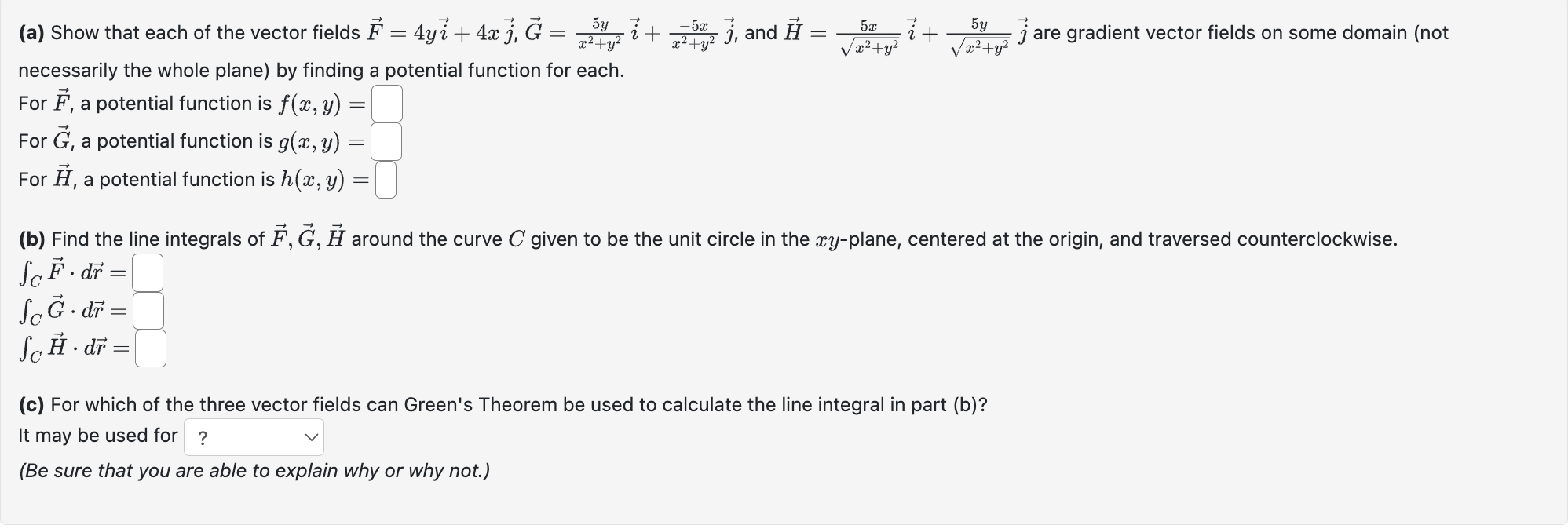 Solved (a) ﻿Show that each of ﻿the vector fields | Chegg.com