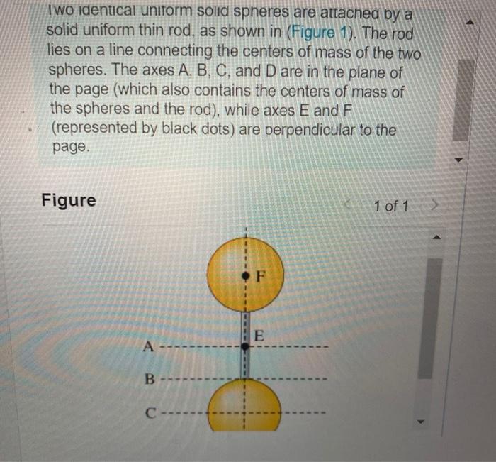 Two identical uniform solid spheres are attached by a | Chegg.com