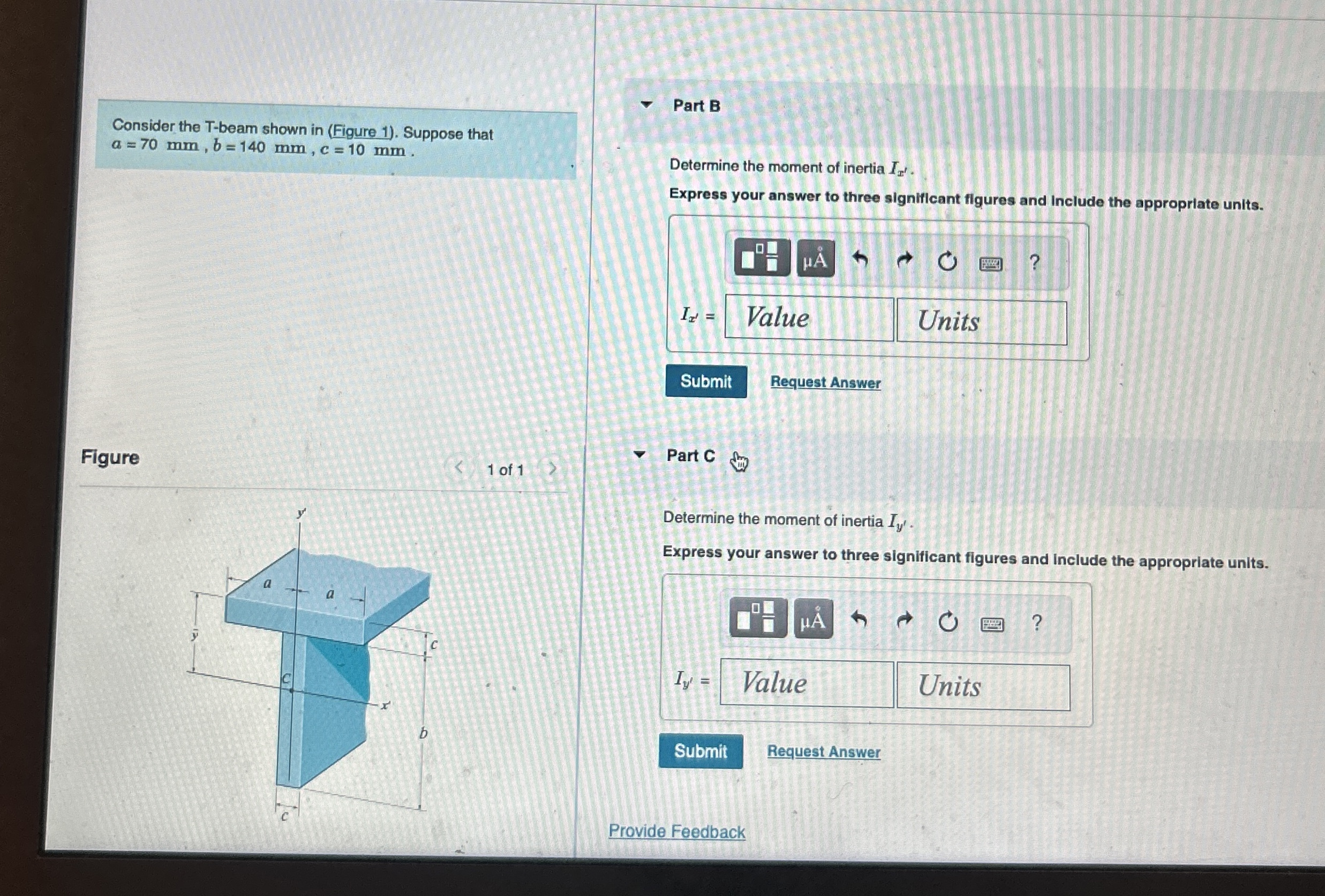 Solved Consider the T-beam shown in (Figure 1). ﻿Suppose | Chegg.com