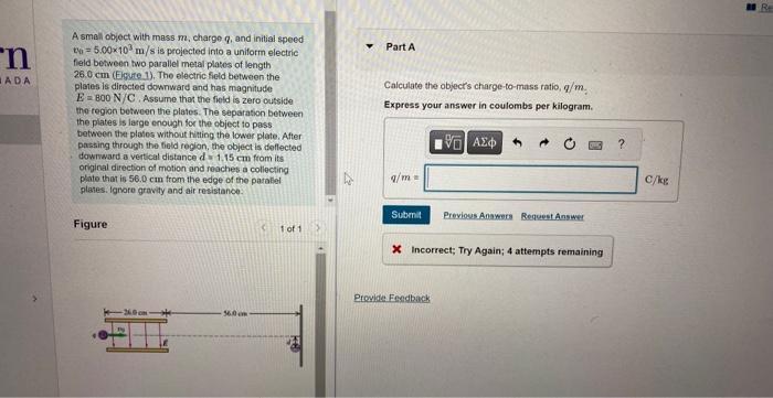 Solved A small object with mass m, charge q, and initial | Chegg.com