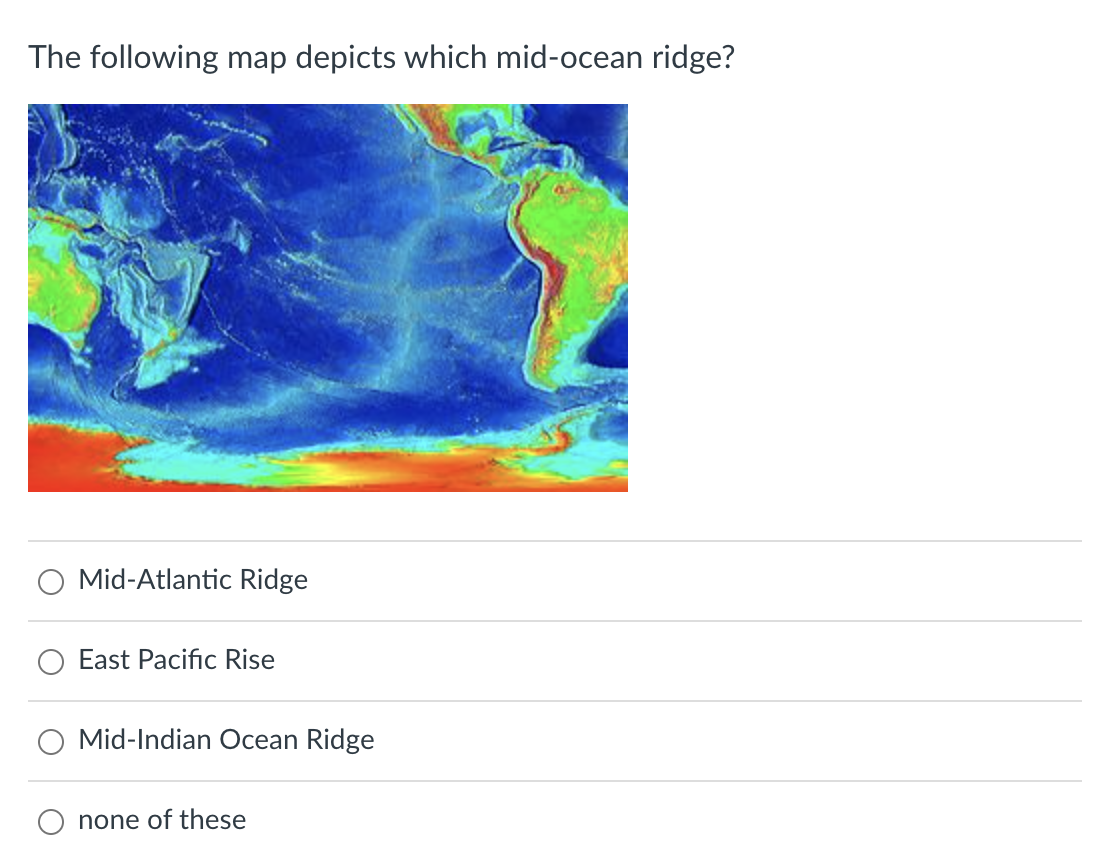 Solved The following map depicts which mid-ocean | Chegg.com