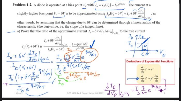 Solved Problem 1-2. A diode is operated at a bias point Vo | Chegg.com