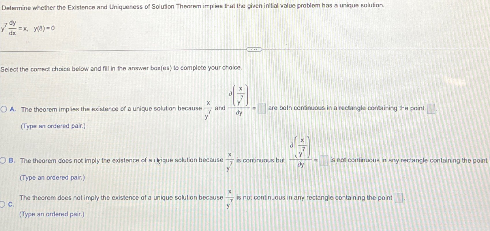 Solved Determine whether the Existence and Uniqueness of | Chegg.com