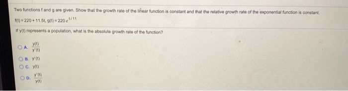 Solved Two functions f and g are given. Show that the growth | Chegg.com