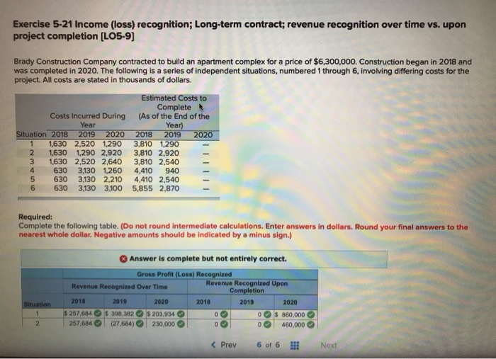 Solved Exercise 5-21 Income (loss) recognition; Long-term | Chegg.com