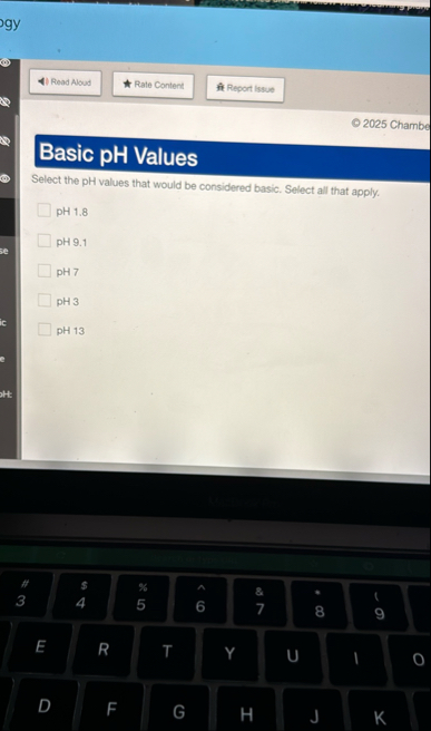 Solved 2025 ﻿ChambeBasic pH ValuesSelect the pH values that | Chegg.com