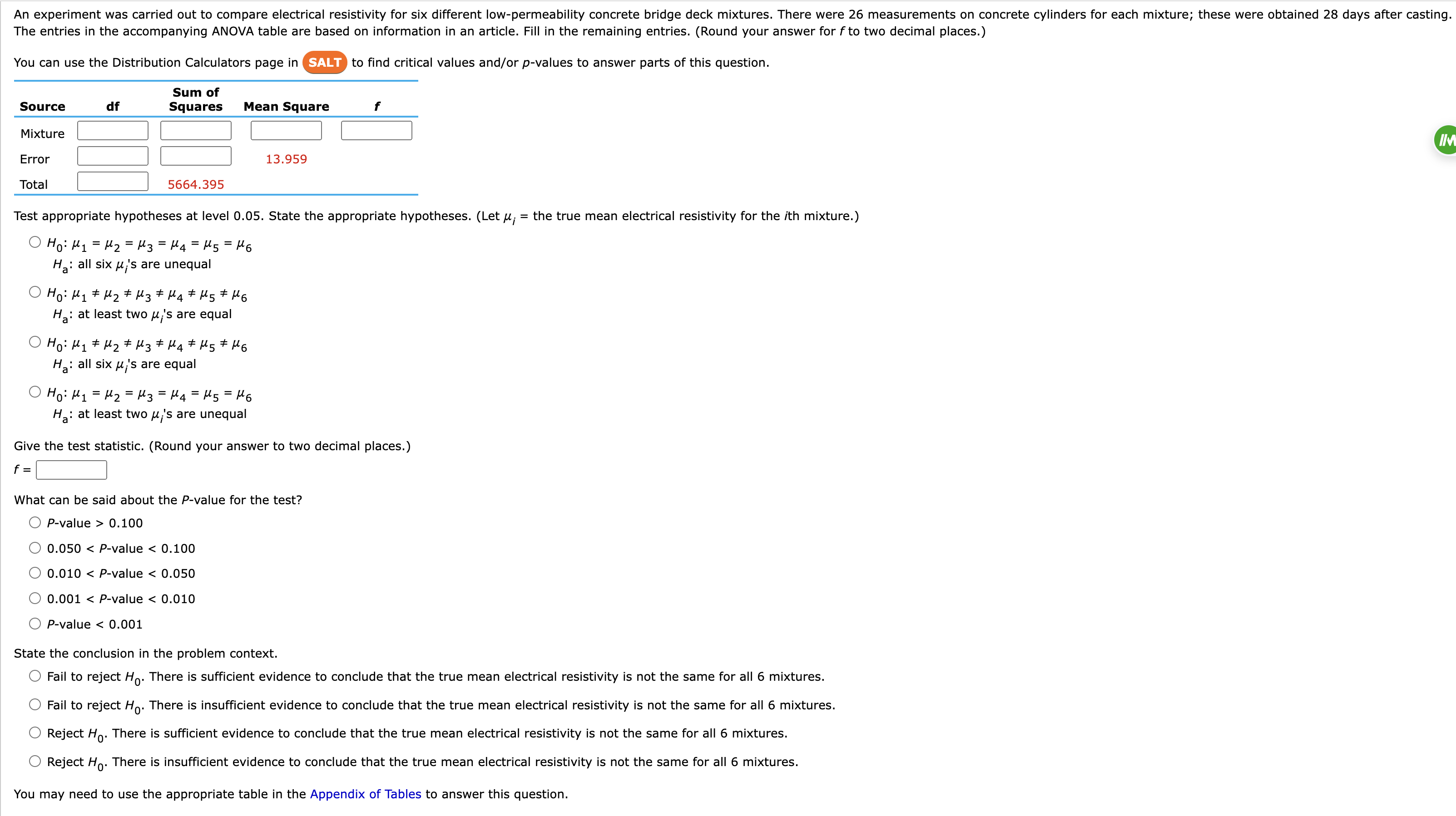 Solved You can use the Distribution Calculators page in SALT | Chegg.com