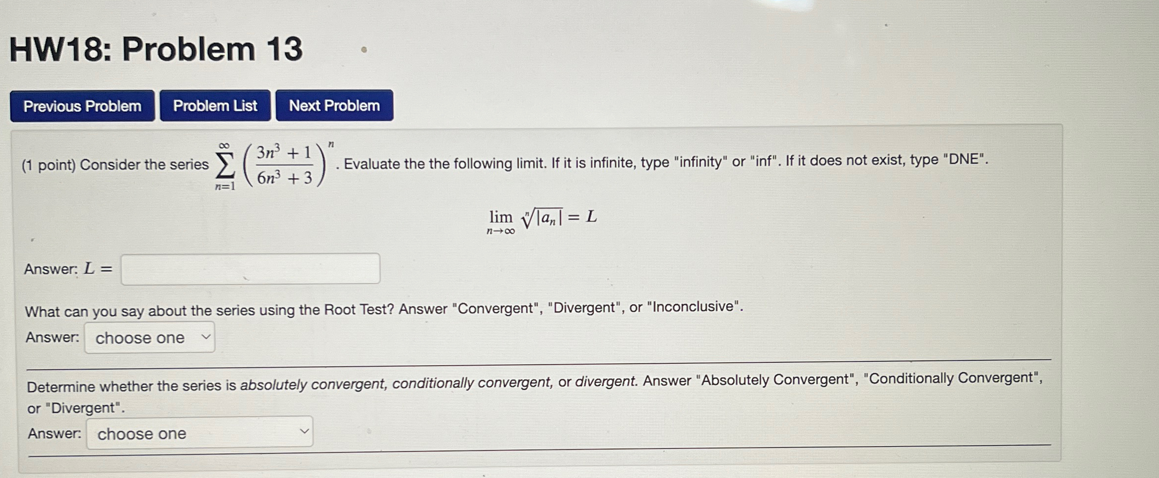 Solved HW18: Problem 13(1 ﻿point) ﻿Consider the series | Chegg.com