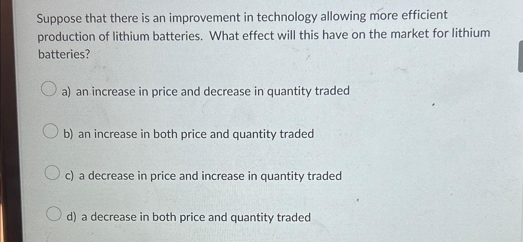 Solved Suppose that there is an improvement in technology | Chegg.com