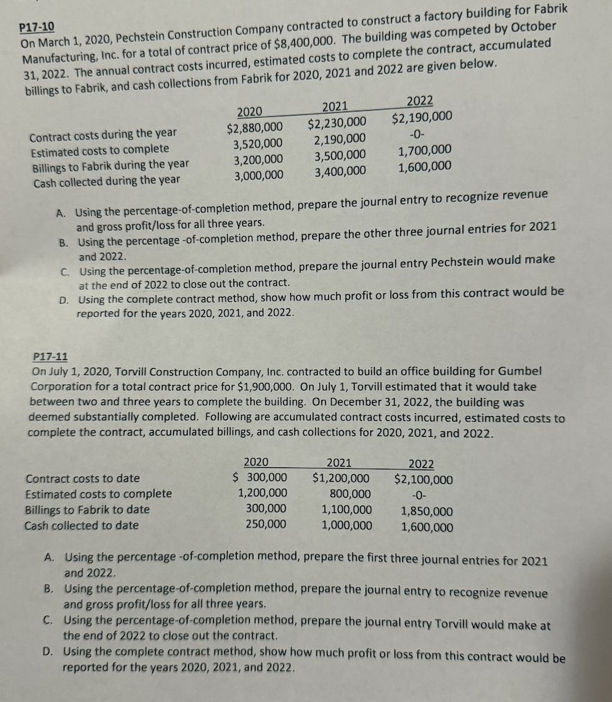 Solved On July 1, 2020, ﻿Torvill Construction Company, inc. | Chegg.com