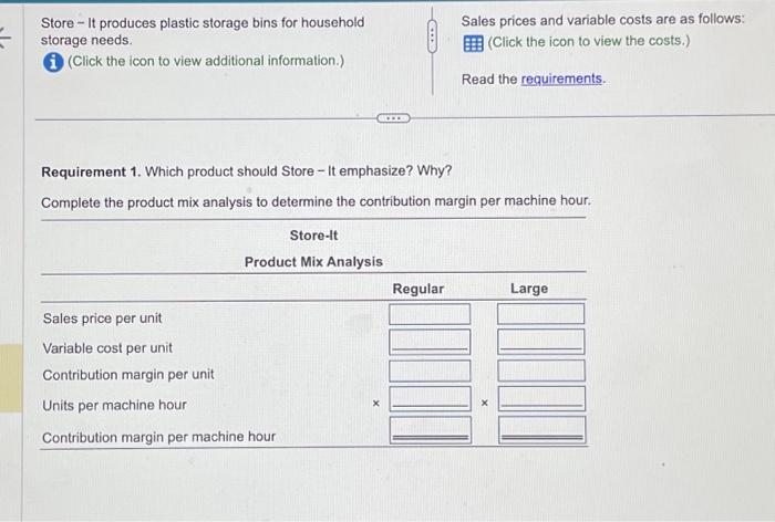 Solved Store - It produces plastic storage bins for | Chegg.com