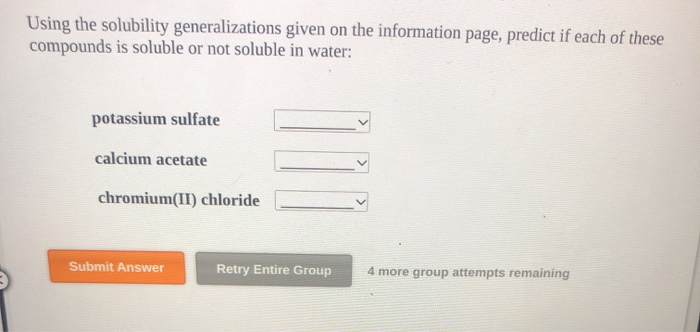Solved Using the solubility generalizations given on the | Chegg.com
