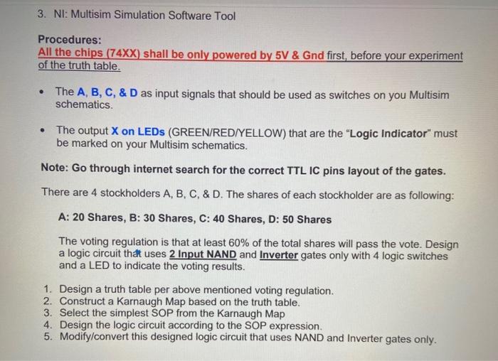 Solved 3. NI: Multisim Simulation Software Tool Procedures: | Chegg.com