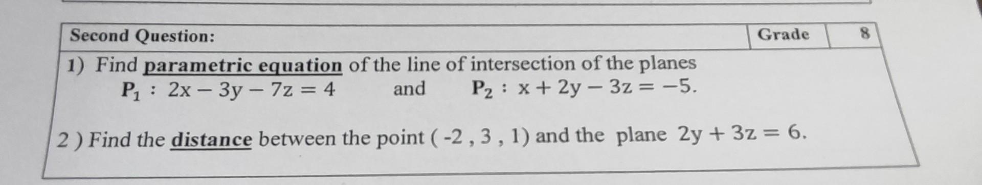 Solved 1) Find parametric equation of the line of | Chegg.com